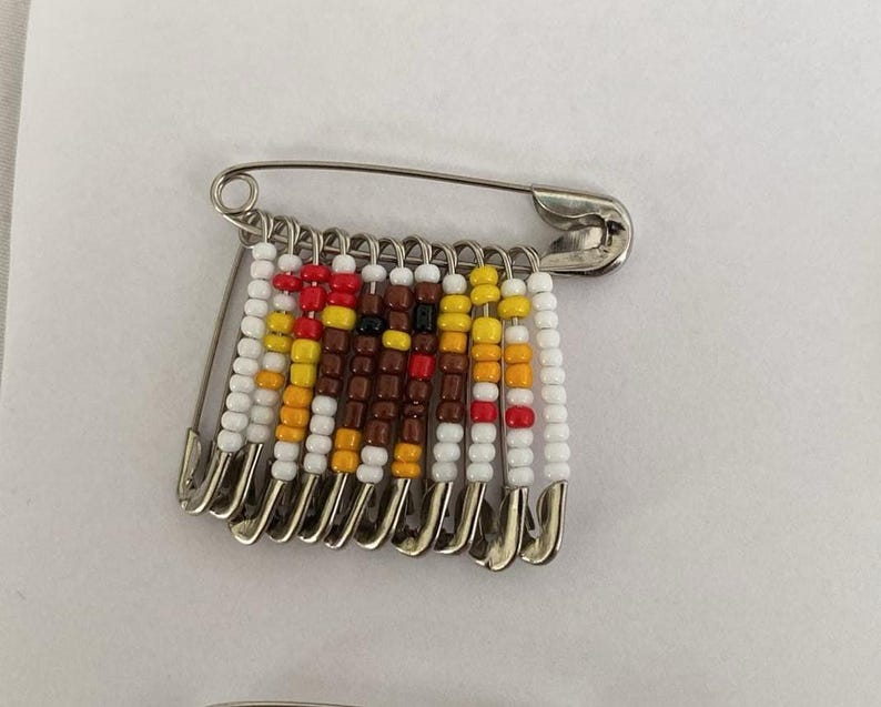 Beaded Safety Pins Brooch Fall Thanksgiving Autumn Pins SET of All 4 ...