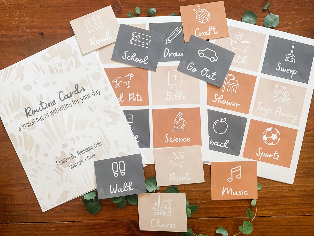 Daily Routine Cards | Preschool, Homeschool, Chores, Minimalist, Boho ...