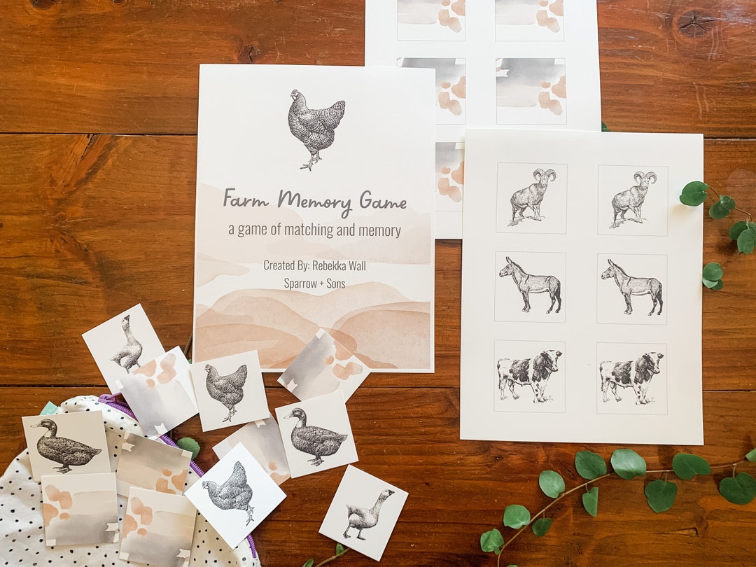 Farm Animal Memory Game | Preschool, Homeschool, Minimalist ...