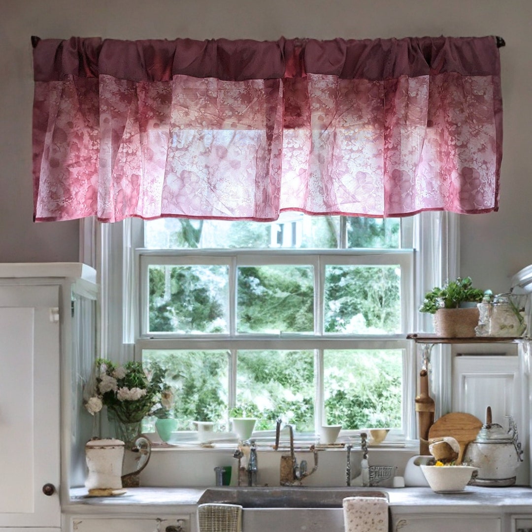 Bohemian Blush Floral Handmade Valance Shabby Chic Rose Pattern Window ...
