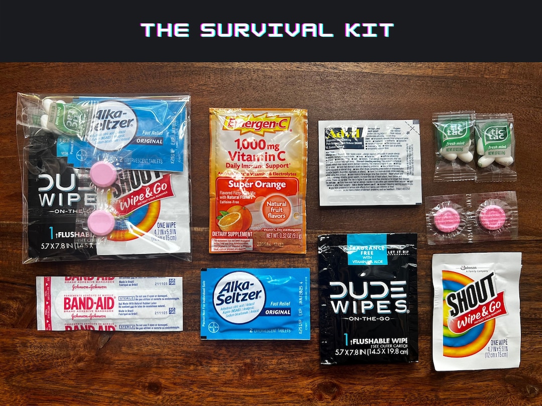 Hangover Kit Supplies, Hangover Survival Recovery Kit, Bachelor Guys ...