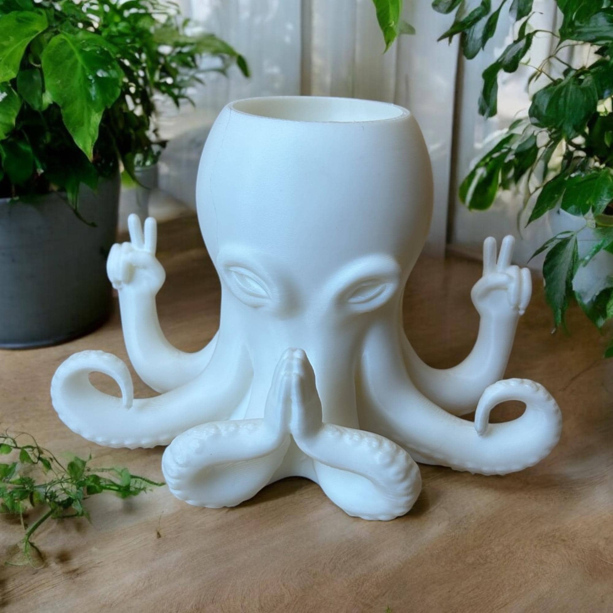 Octopus Plant Pot: Praying Hands & Peace Sign, Unique 3D Printed Air ...