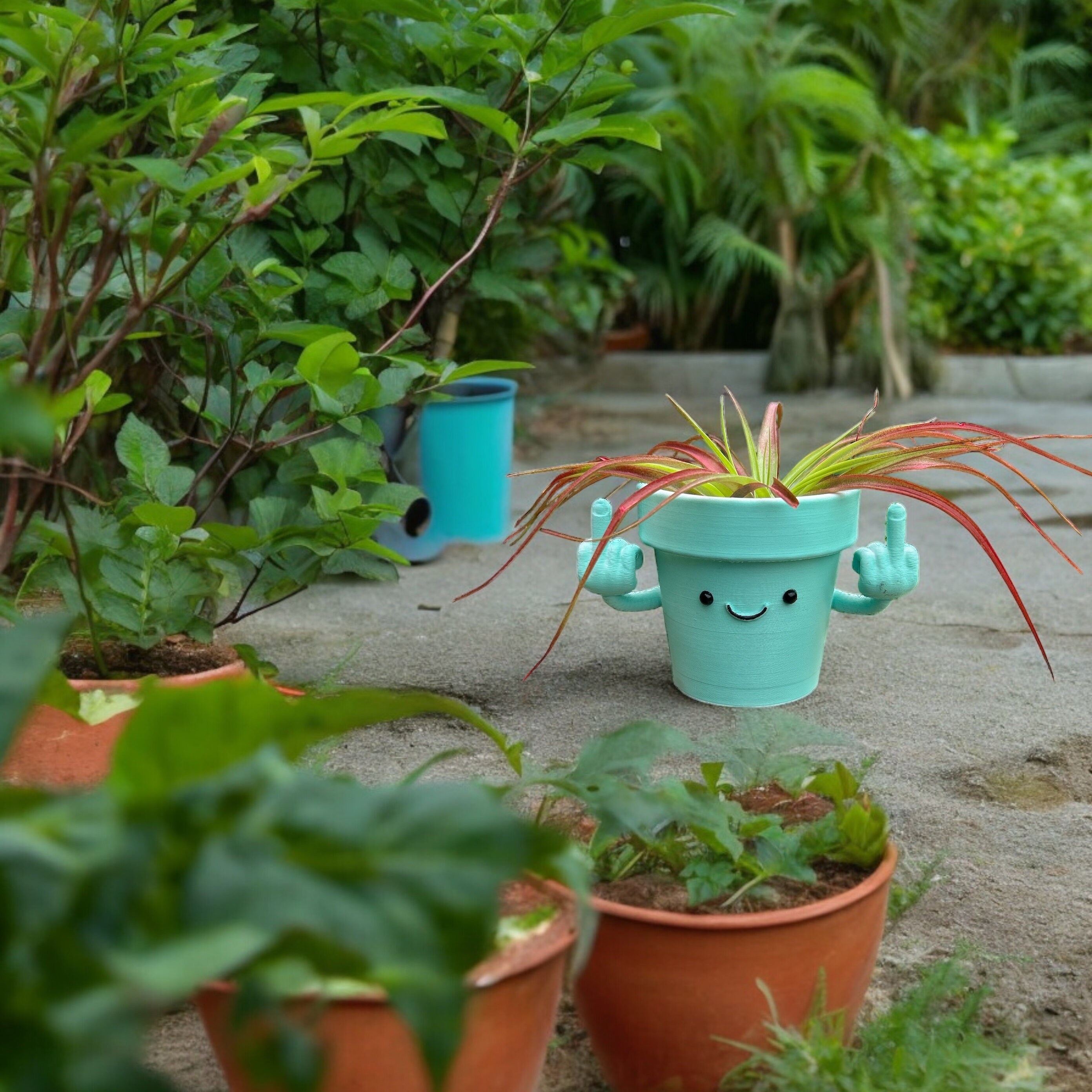 Cheerful Middle Finger Plant Pot Funny, Unique, Playful, Decorative ...