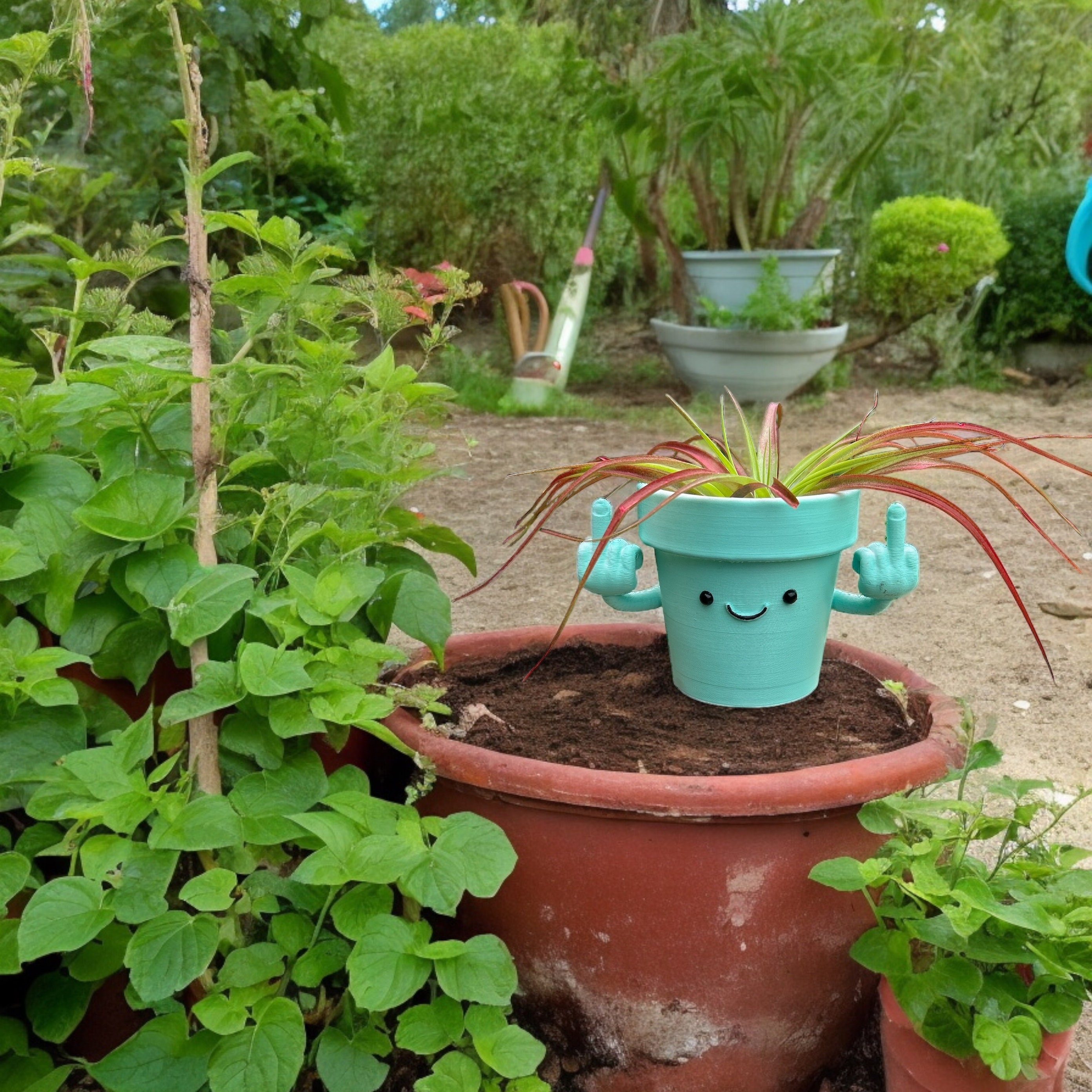 Cheerful Middle Finger Plant Pot Funny, Unique, Playful, Decorative ...