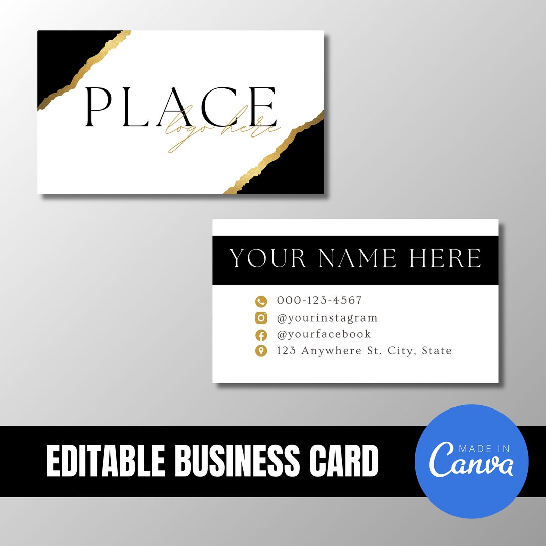 DIY Editable Business Card Template Bundle, Thank You Card Template ...