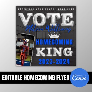DIY Editable Homecoming Campaign Flyer, Canva Template, Homecoming King ...