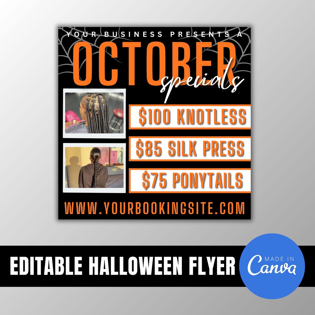 DIY Editable October Sale Flyer, Canva Template, Hair Stylist Flyer ...