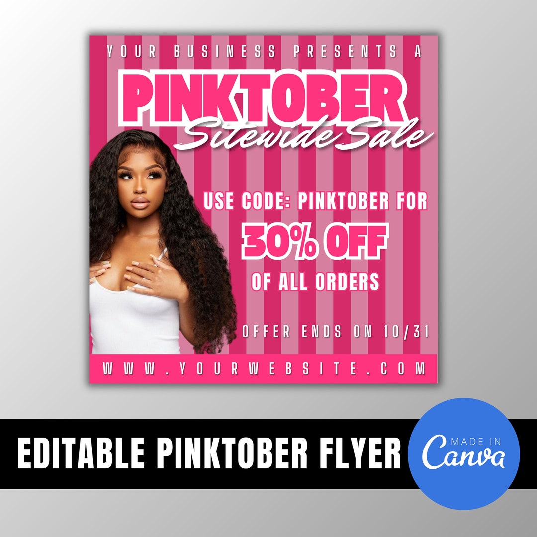 DIY Editable Pinktober Sale Flyer, Canva Template, Breast Cancer Flyer ...