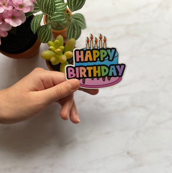 Happy Birthday Vinyl Sticker Inspirational Decal Laptop | Etsy