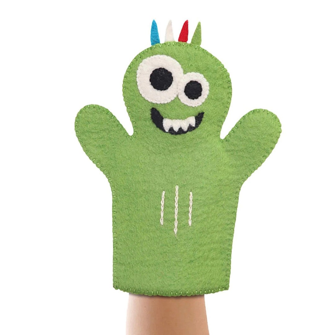 Happy Monster Hand Puppet 100% Himalayan Wool Soft Monster Hand Puppet ...