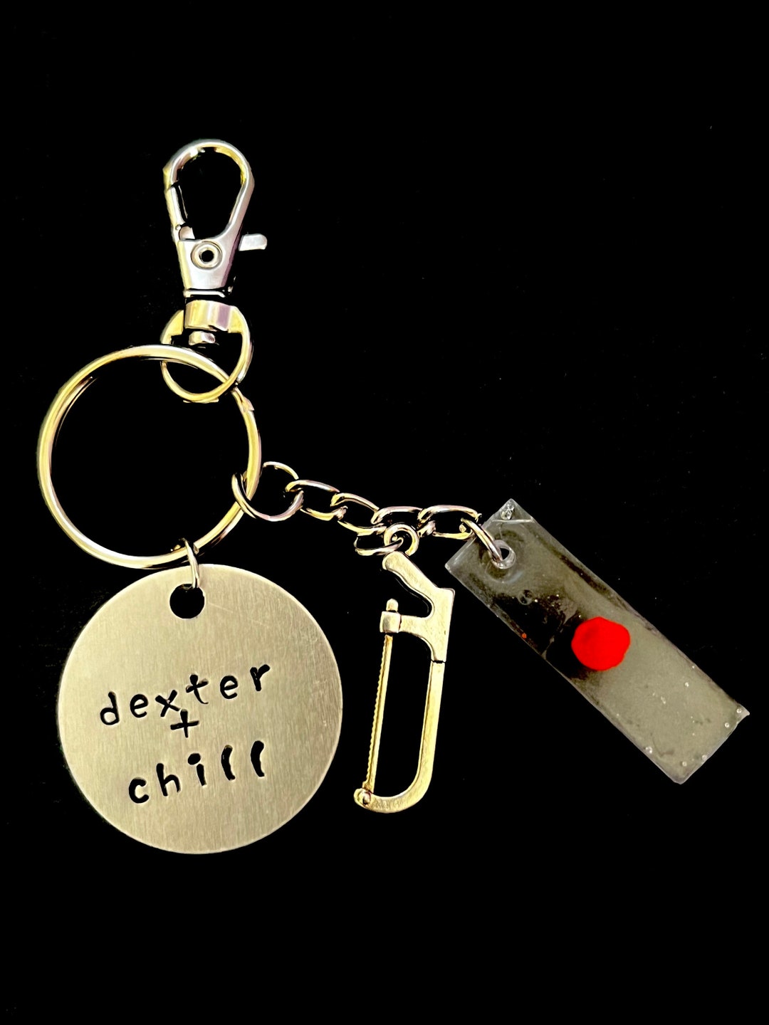 Dexter Inspired Keychain / Blood Slide / Hand Stamped / Dexter and ...