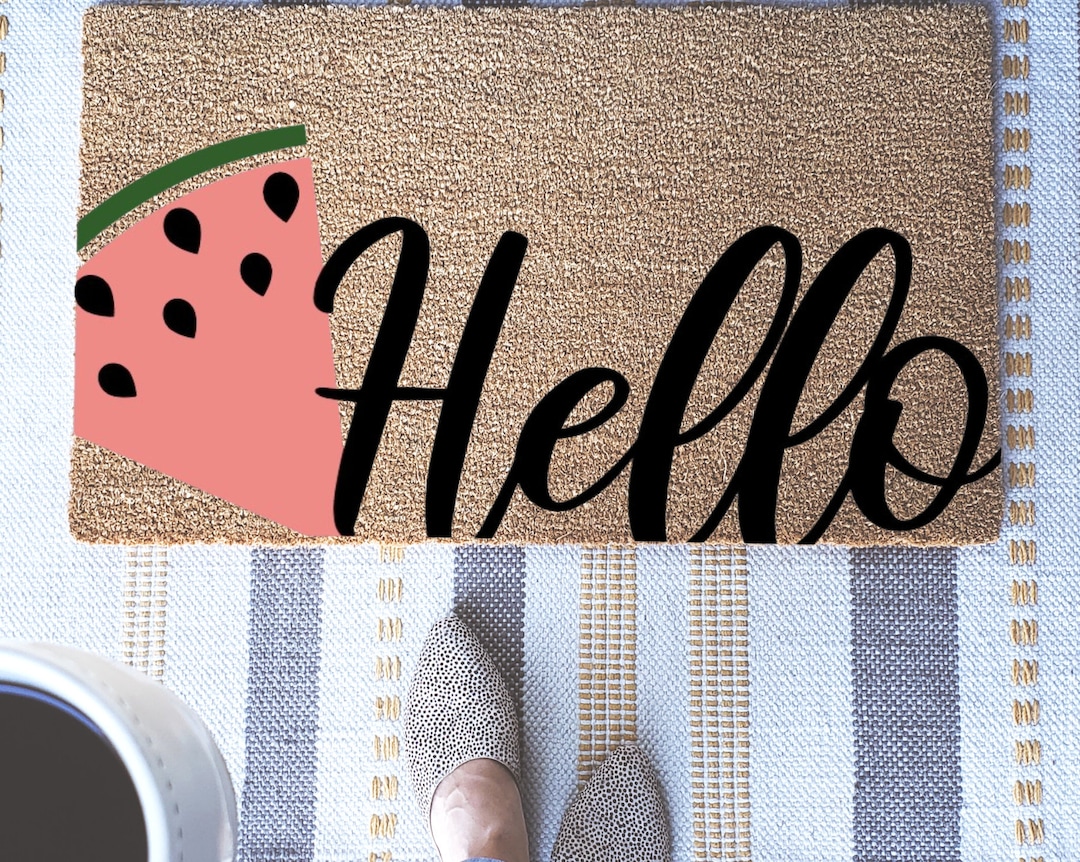 Hello Summer Welcome Mat, Custom Watermelon Doormat, Personalized Gift ...