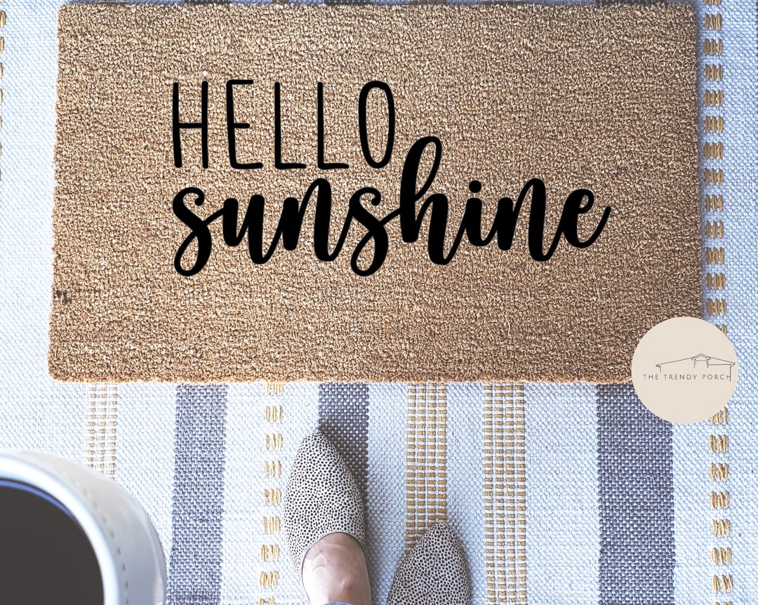 Hello Sunshine Door Mat, Spring Door Mat, Summer Doormat, Funny Welcome ...
