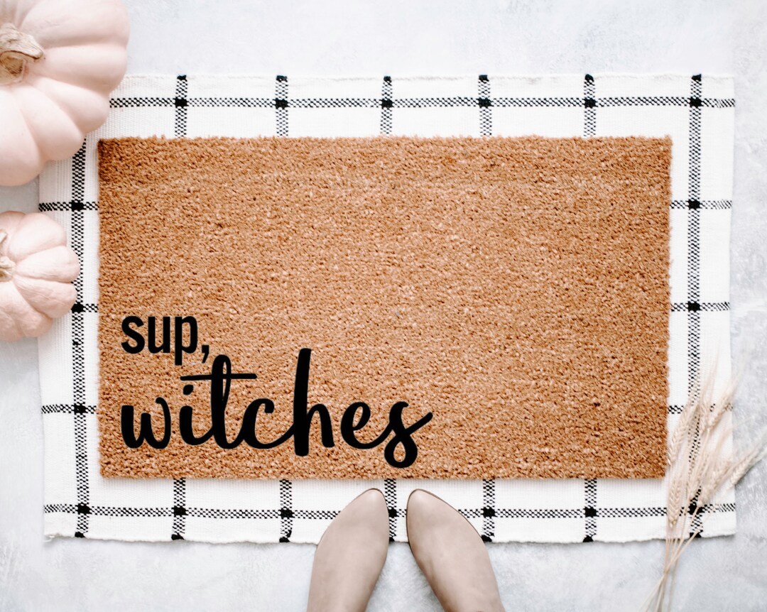 Sup Witches Halloween Welcome Mat, Custom Holiday Door Mat, Halloween ...