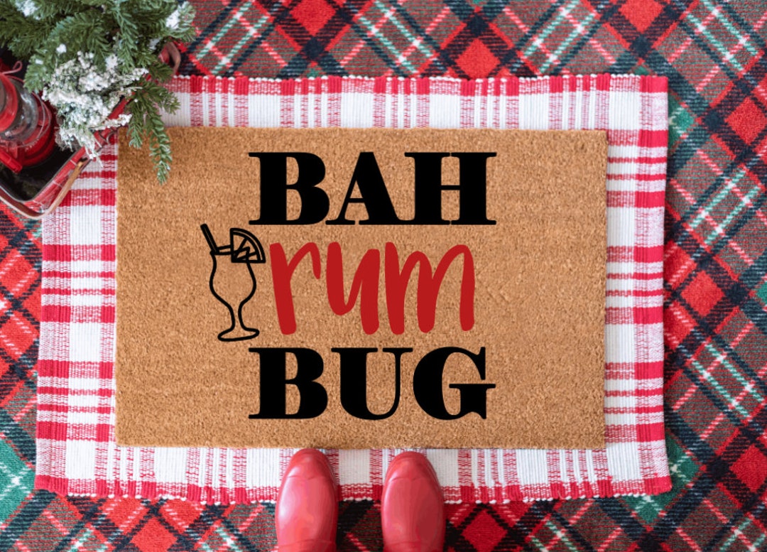 Bah Rum Bug Holiday Door Mat, Funny Christmas Welcome Mat, Bah Hum Bug ...