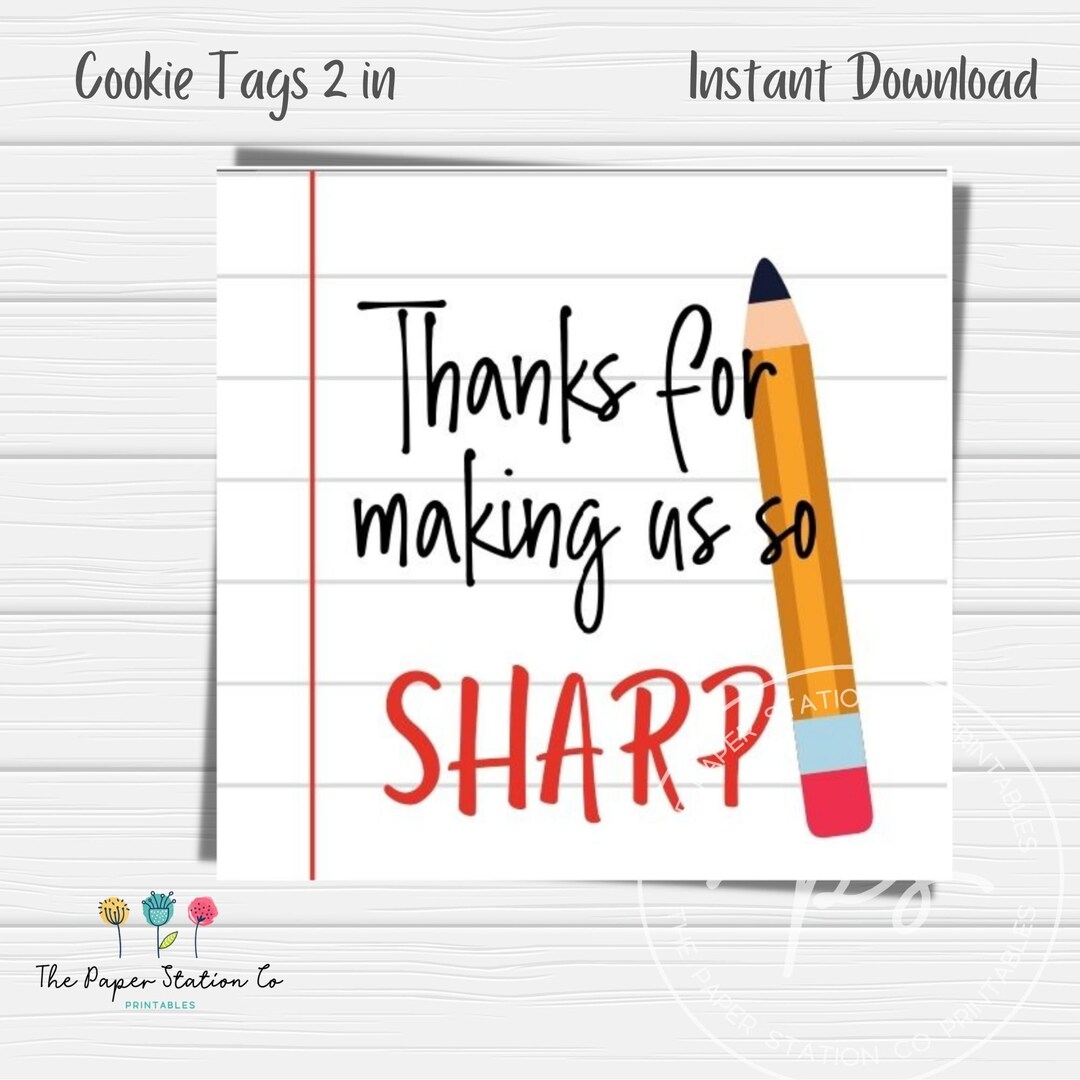 Thanks for Making Us so Sharp Printable Square Cookie Tag 2 In, Instant ...