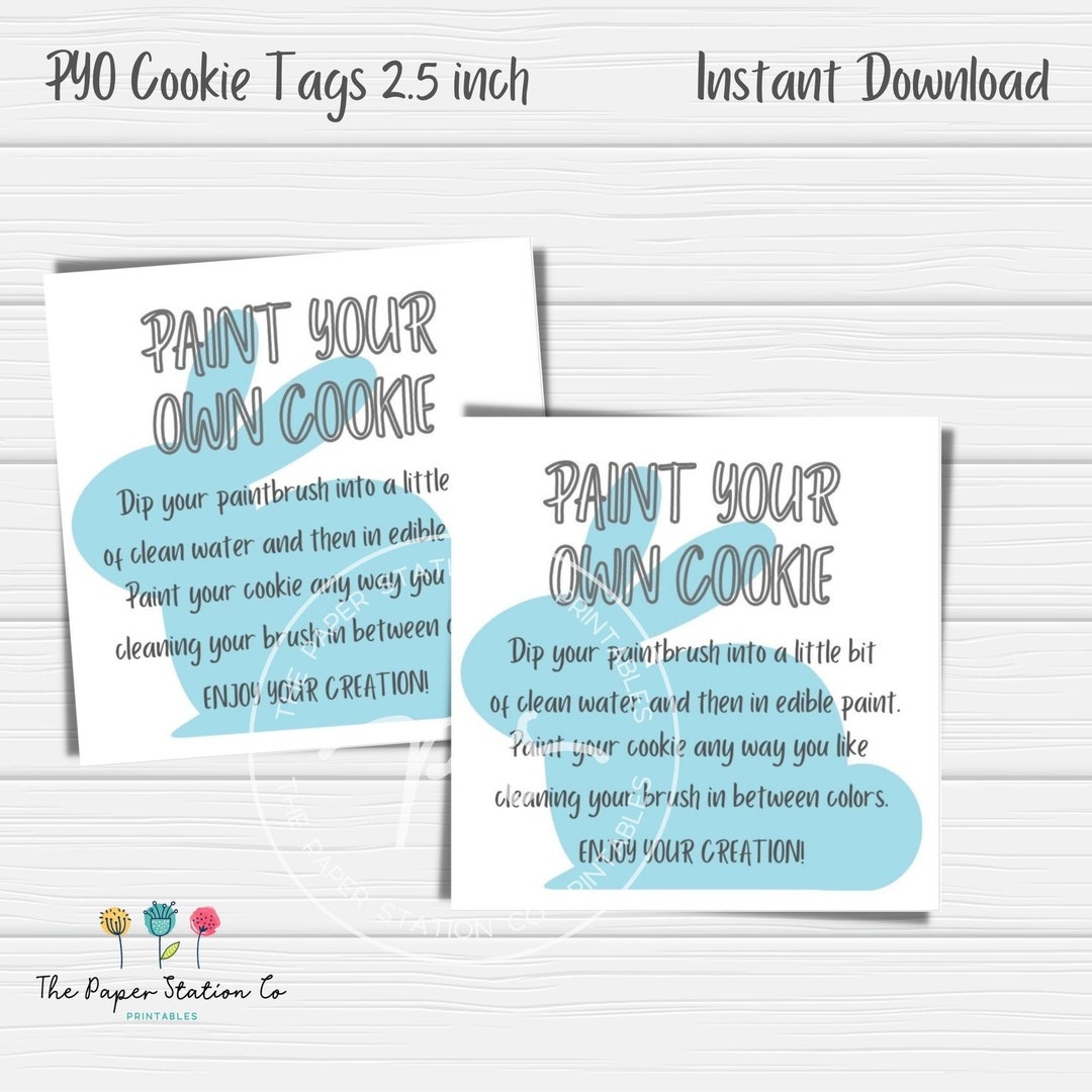 Paint Your Own Cookie, Printable Square Easter Cookie Tag 2.5 In ...
