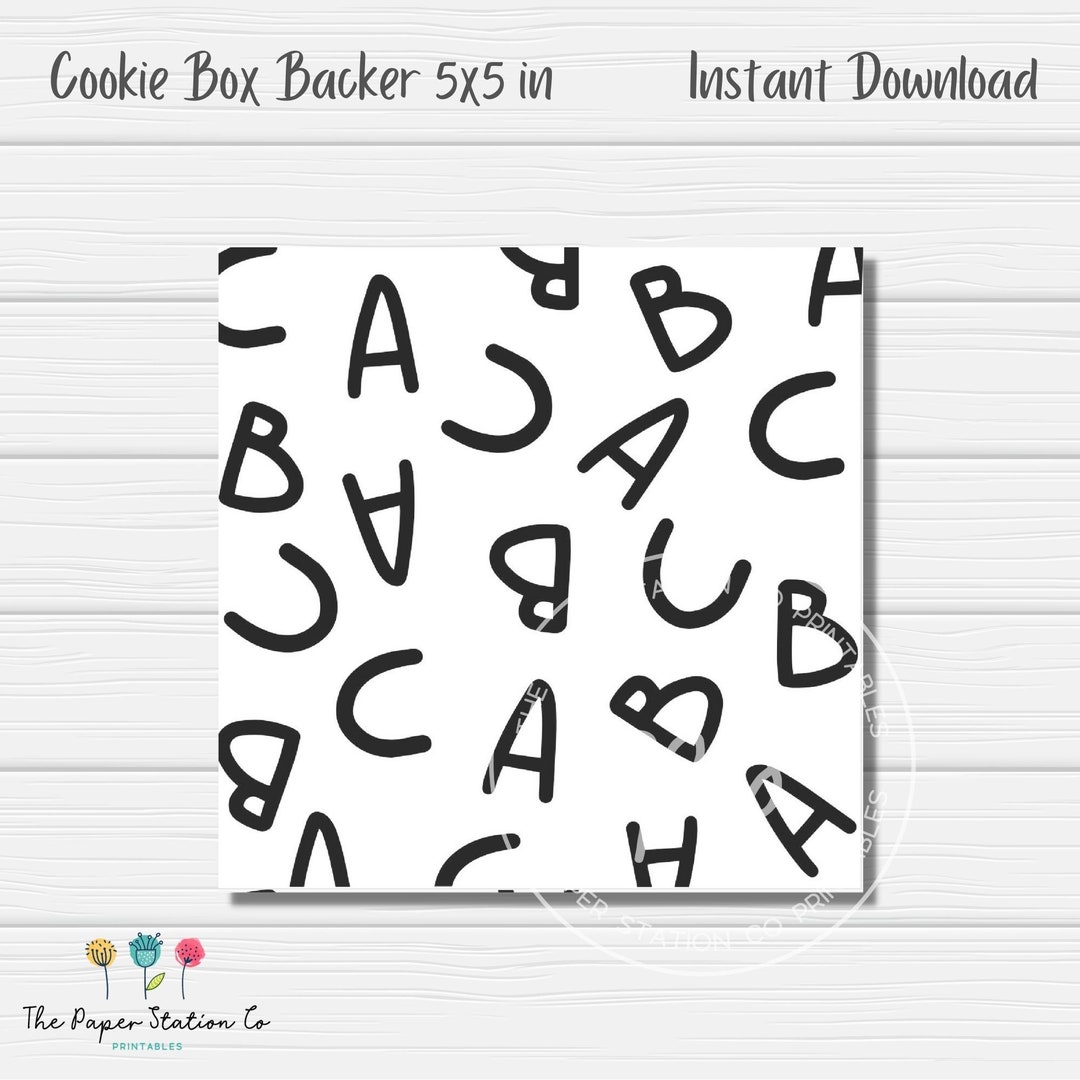 ABC School Cookie Box Backer, Printable Box Backer Card, 5x5 In, Cookie ...