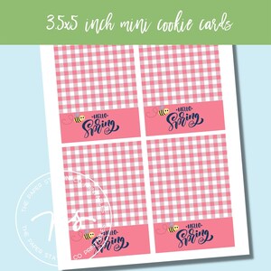 Happy Spring Pink Gingham Printable Mini Cookie Card 3.5 X 5, Easter ...