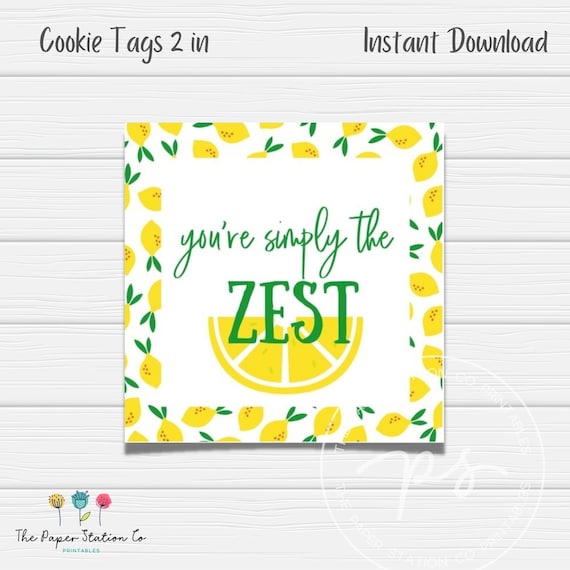 You're Simply the Zest Printable Square Cookie Tag 2 In - Etsy