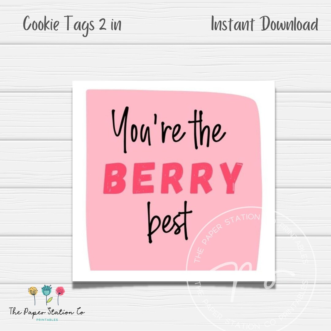 Berry Best Printable Square Cookie Tag 2 In, Instant Download ...