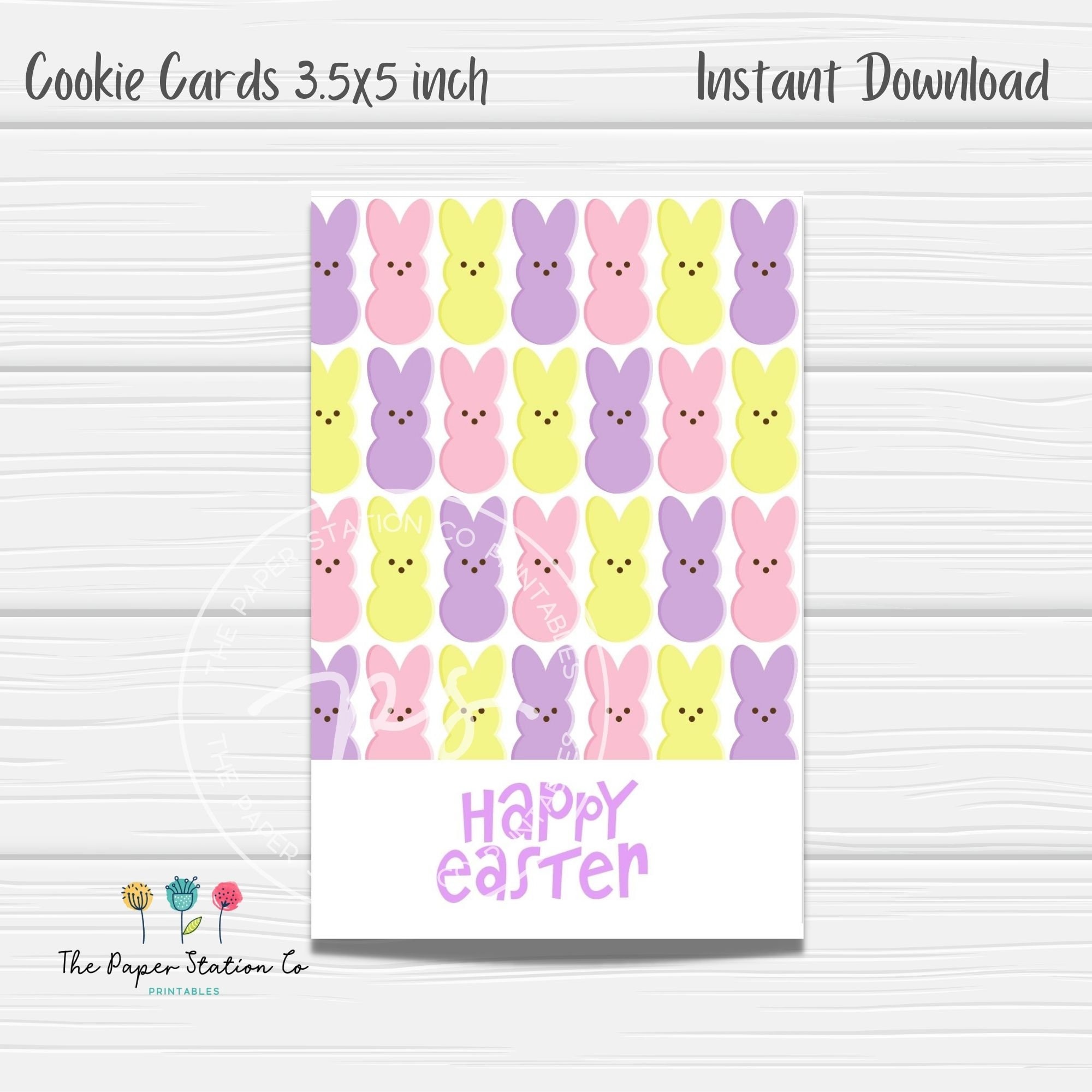 Happy Easter Peeps Printable Mini Cookie Card 3.5 X 5, Instant Download ...