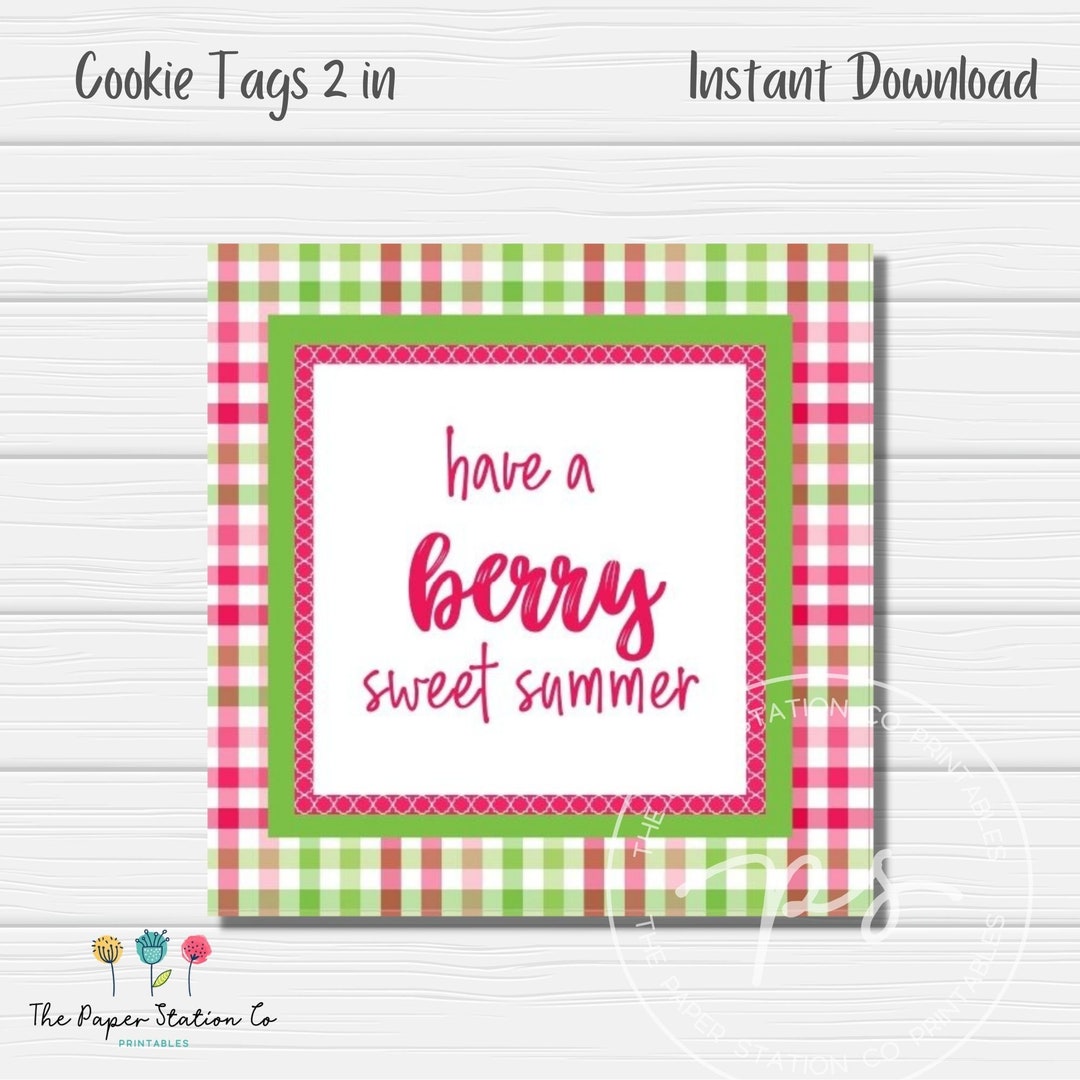 Have a Berry Sweet Summer Printable Square Cookie Tag 2 In ...