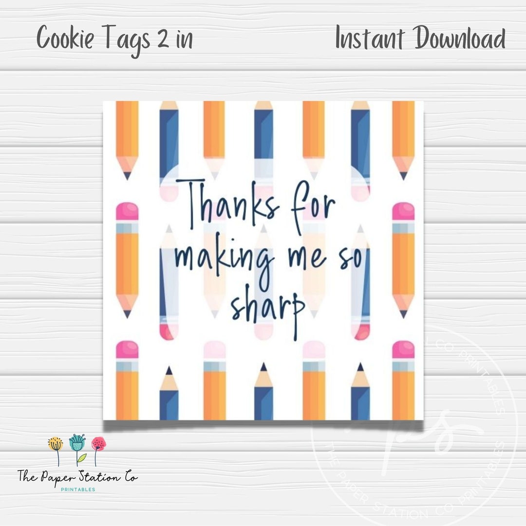 Thanks for Making Me so Sharp Printable Square Cookie Tag 2 In, Instant ...