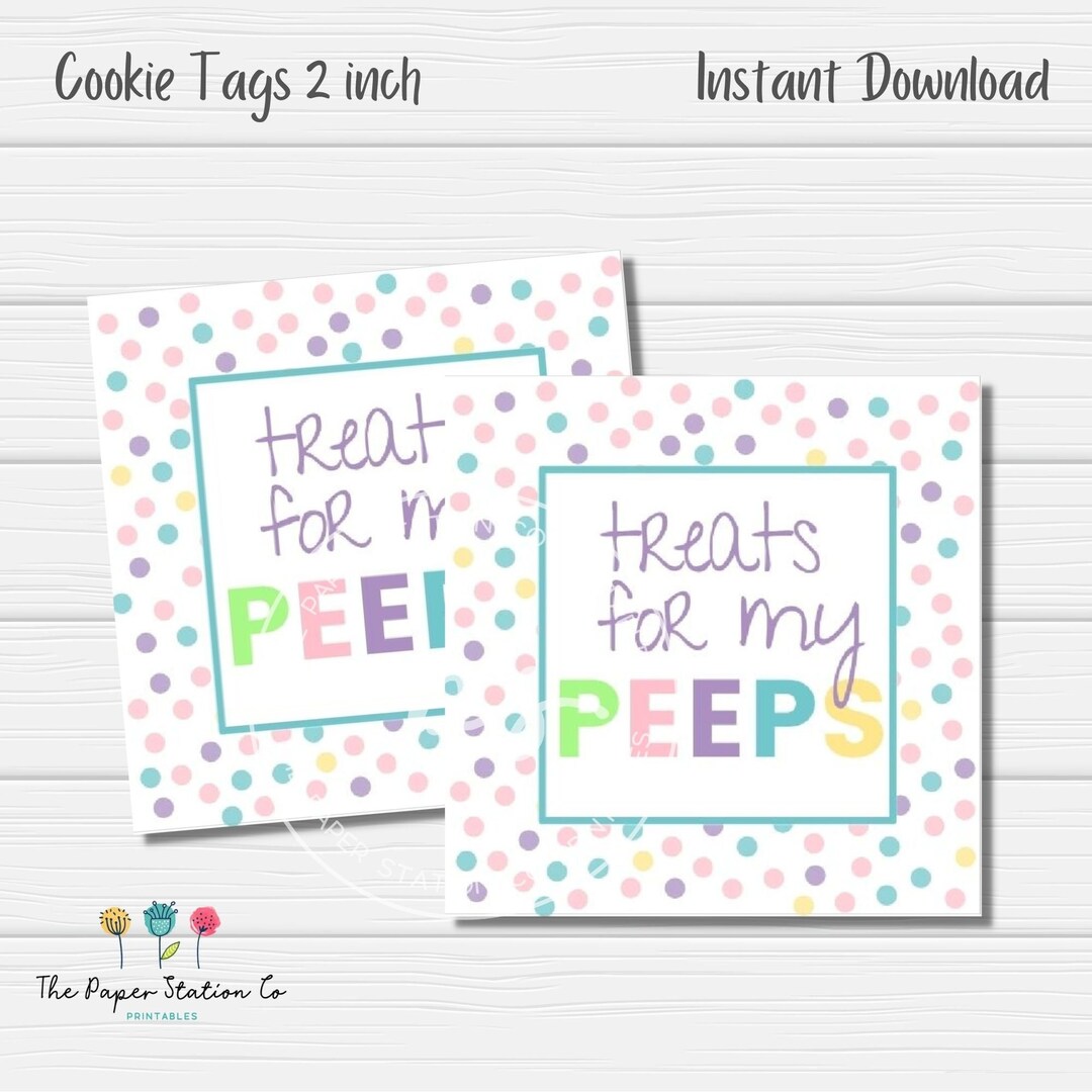 Treats for My Peeps Printable Square Cookie Tag 2 In, Spring Easter ...