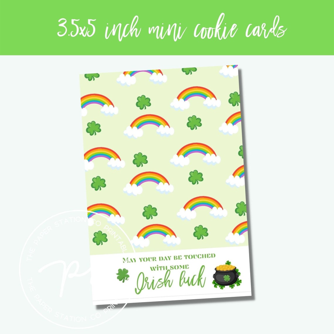 Irish Luck Printable Mini Cookie Card 3.5 X 5 St. | Etsy