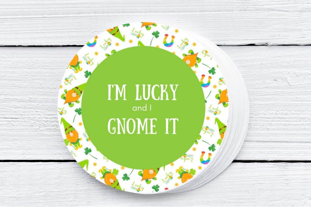 I'm Lucky and I Gnome It Instant Download Printable Round Cookie Tag 2 ...