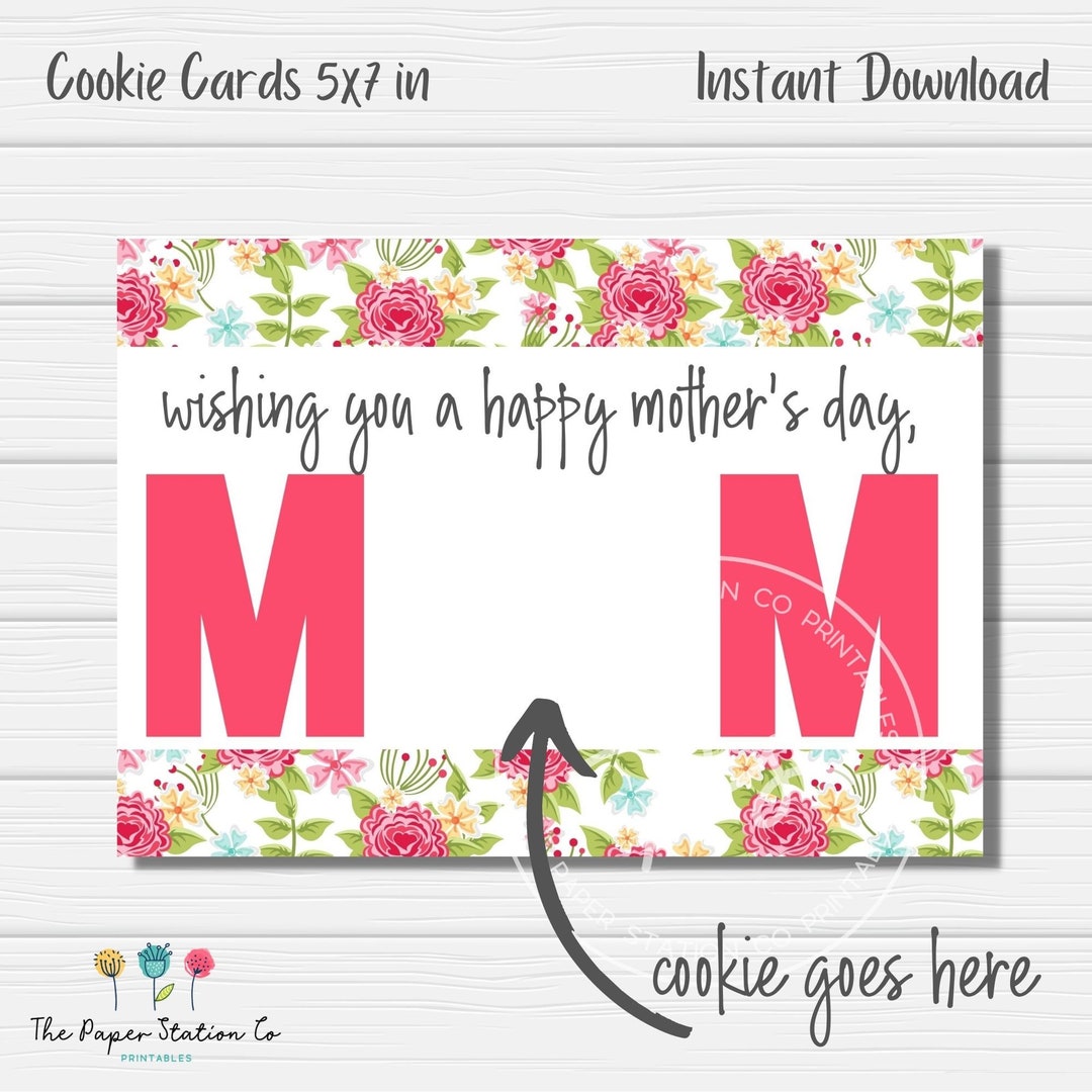 Wishing You a Happy Mother's Day Mom Printable Cookie Card 5x7 In ...