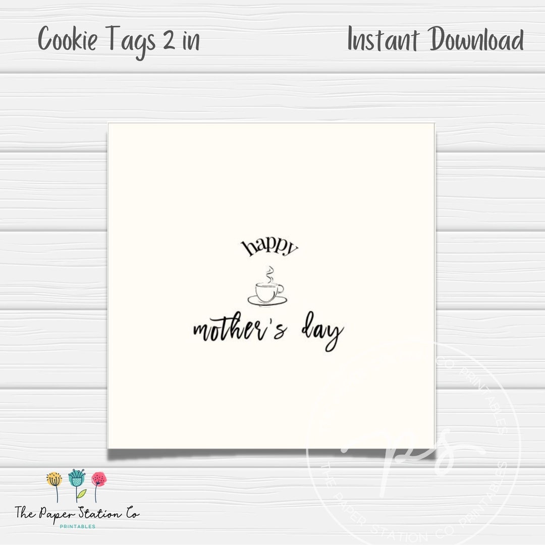 Happy Mother's Day Printable Square Cookie Tag 2 In, Instant Download ...