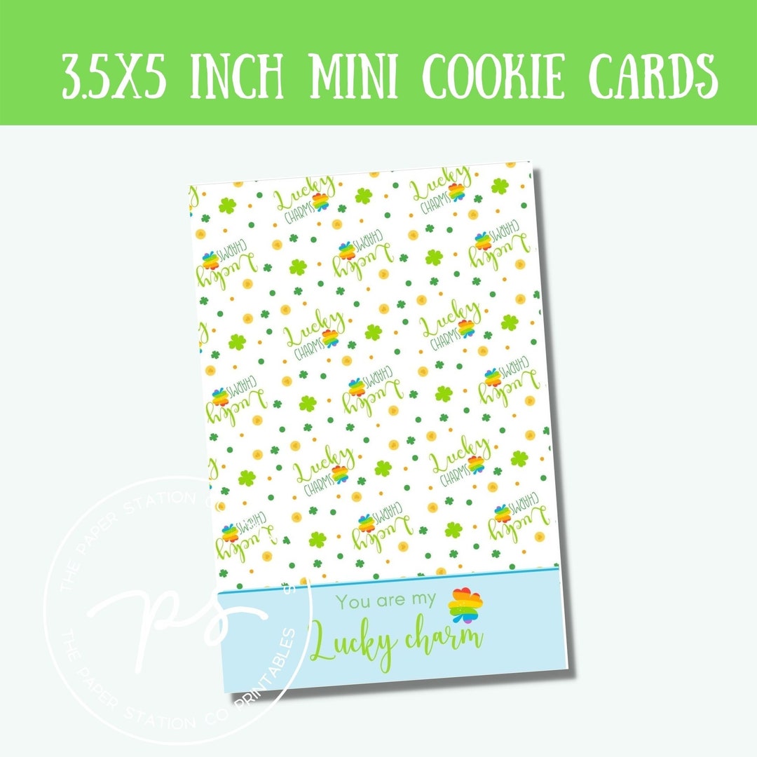 Printable Mini Cookie Card 3.5 X 5, St. Patrick's Day Cookie Tag, Lucky ...