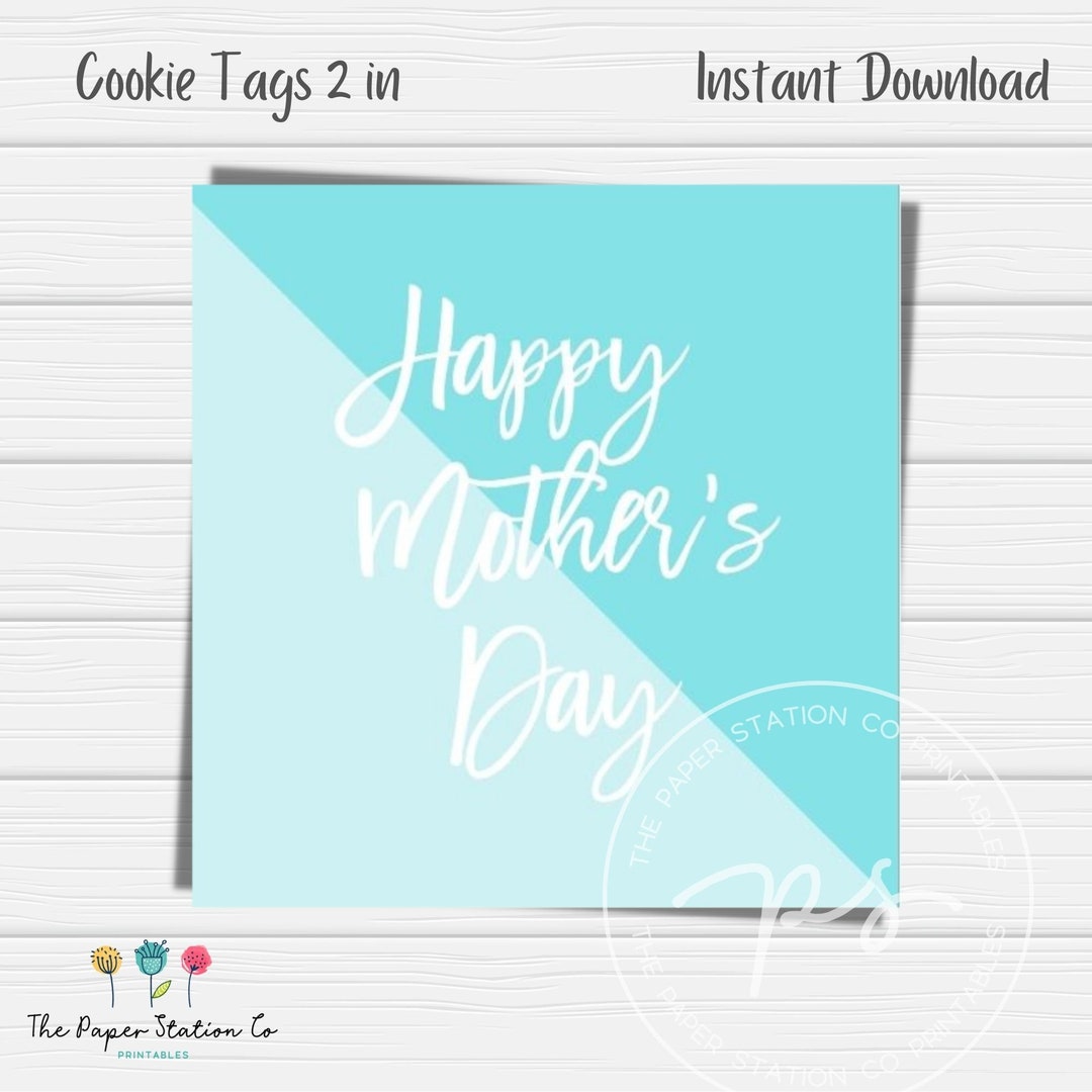 Happy Mother's Day Printable Square Cookie Tag 2 In, Instant Download ...