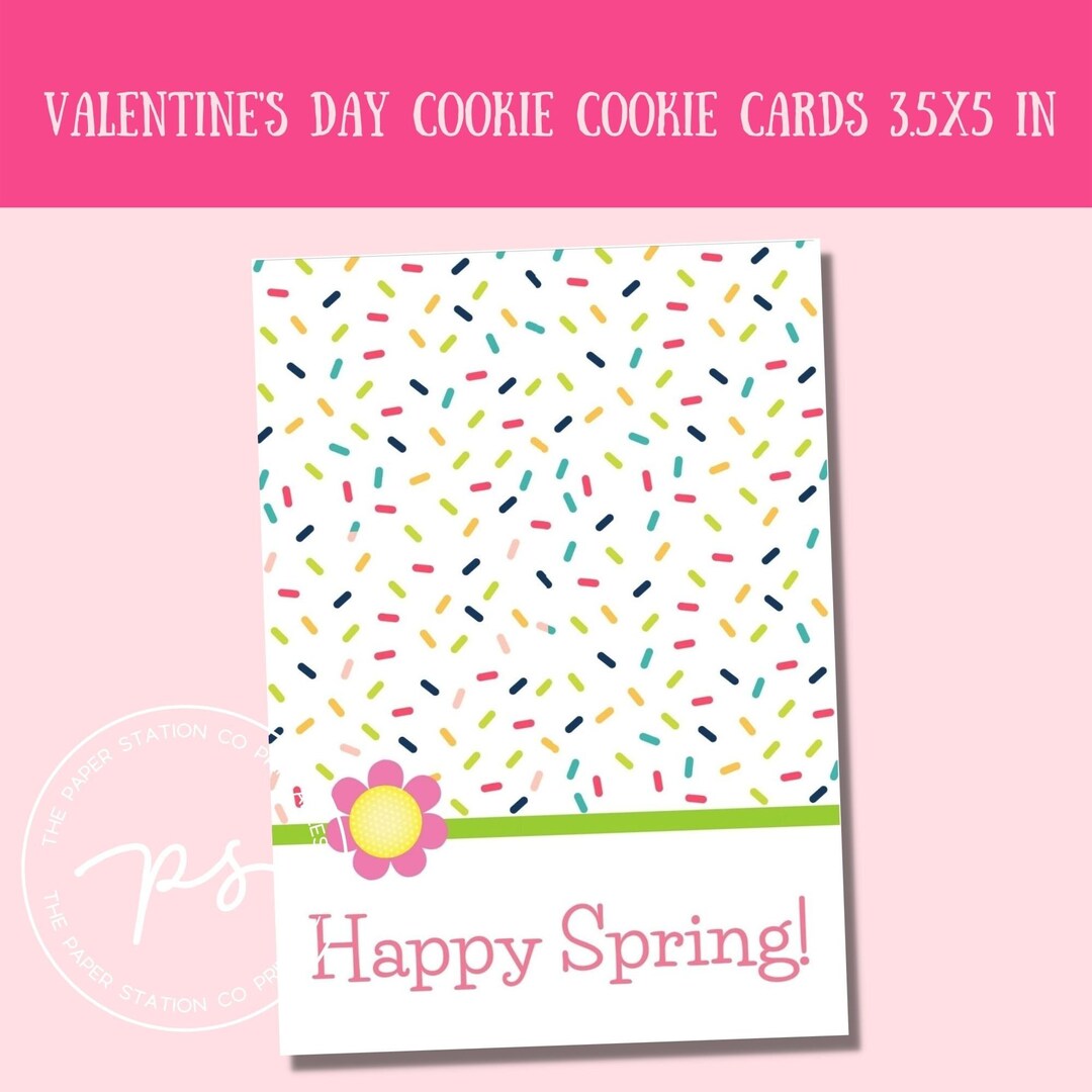 Happy Spring Printable Mini Cookie Card 3.5 X 5, Easter Cookie Card ...