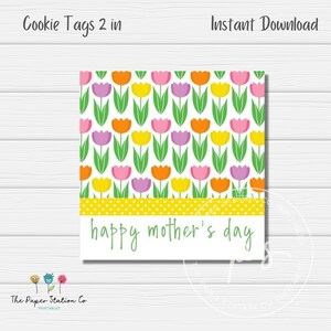 Happy Mother's Day Printable Square Cookie Tag 2 In, Instant Download ...