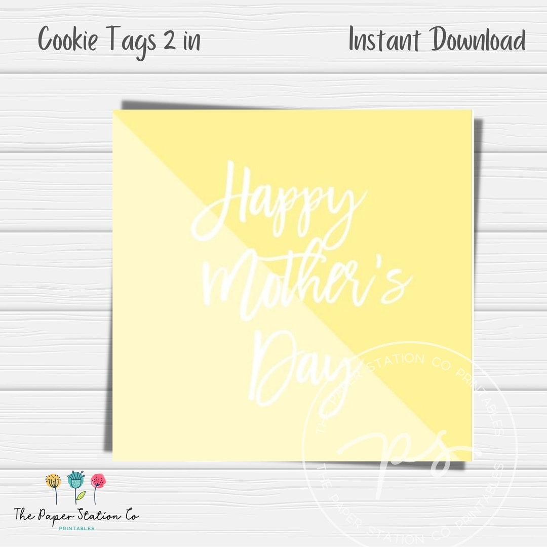 Happy Mother's Day Printable Square Cookie Tag 2 In, Instant Download ...