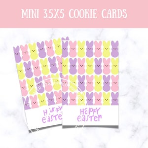 Happy Easter Peeps Printable Mini Cookie Card 3.5 X 5, Instant Download ...