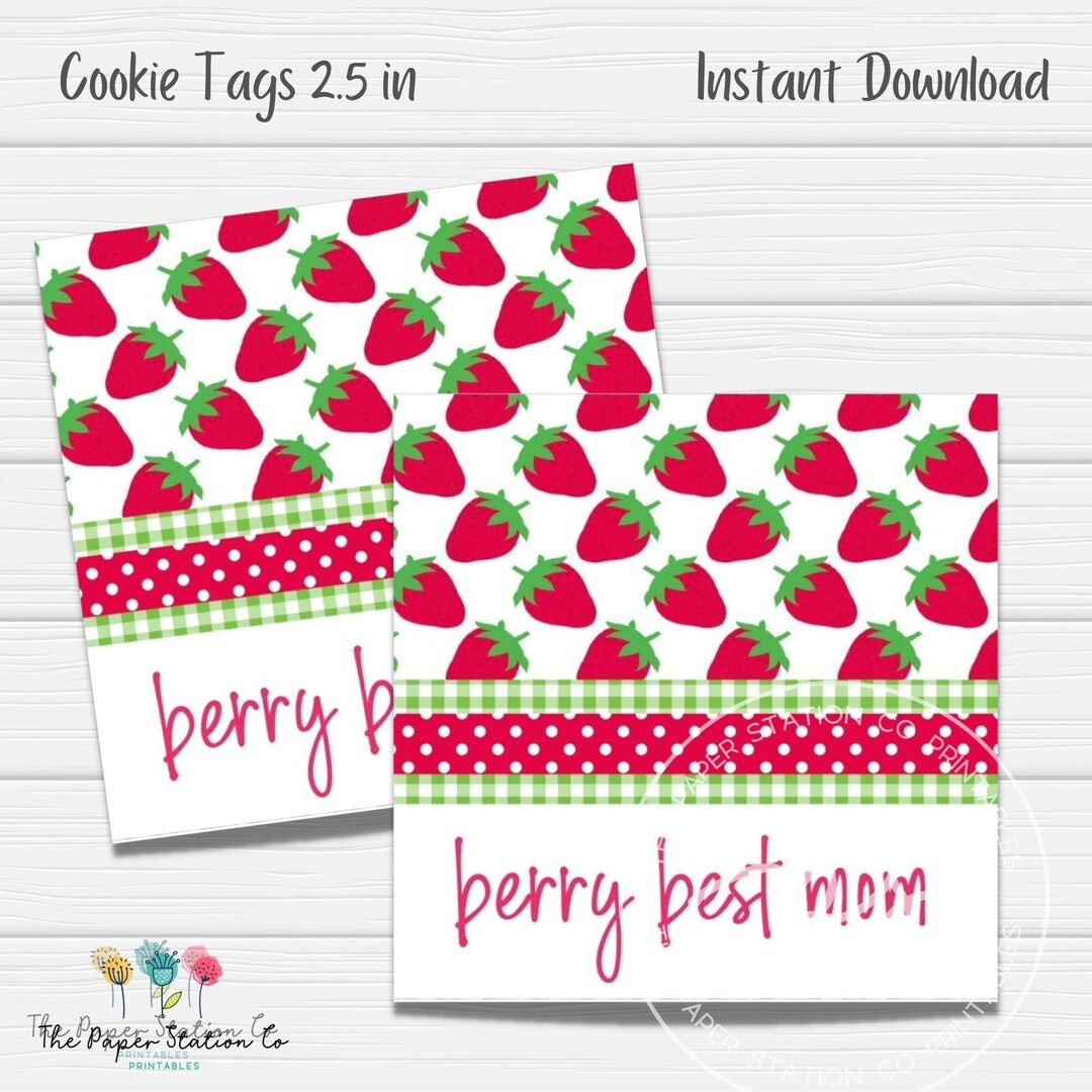 Berry Best Mom Mother's Day Printable Square Cookie Tag 2.5 In, Instant ...