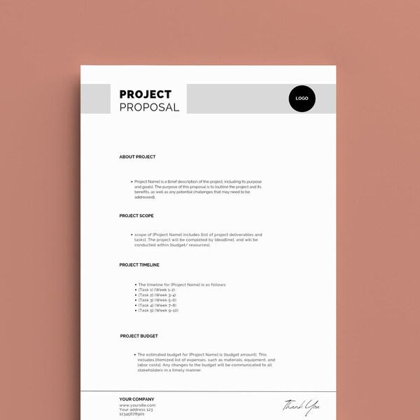 1 Page Business Proposal Template - Etsy