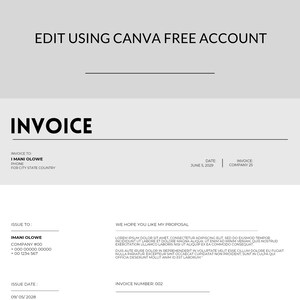 Invoice Template Minimal 1 Page Invoice Professional Invoice Modern ...