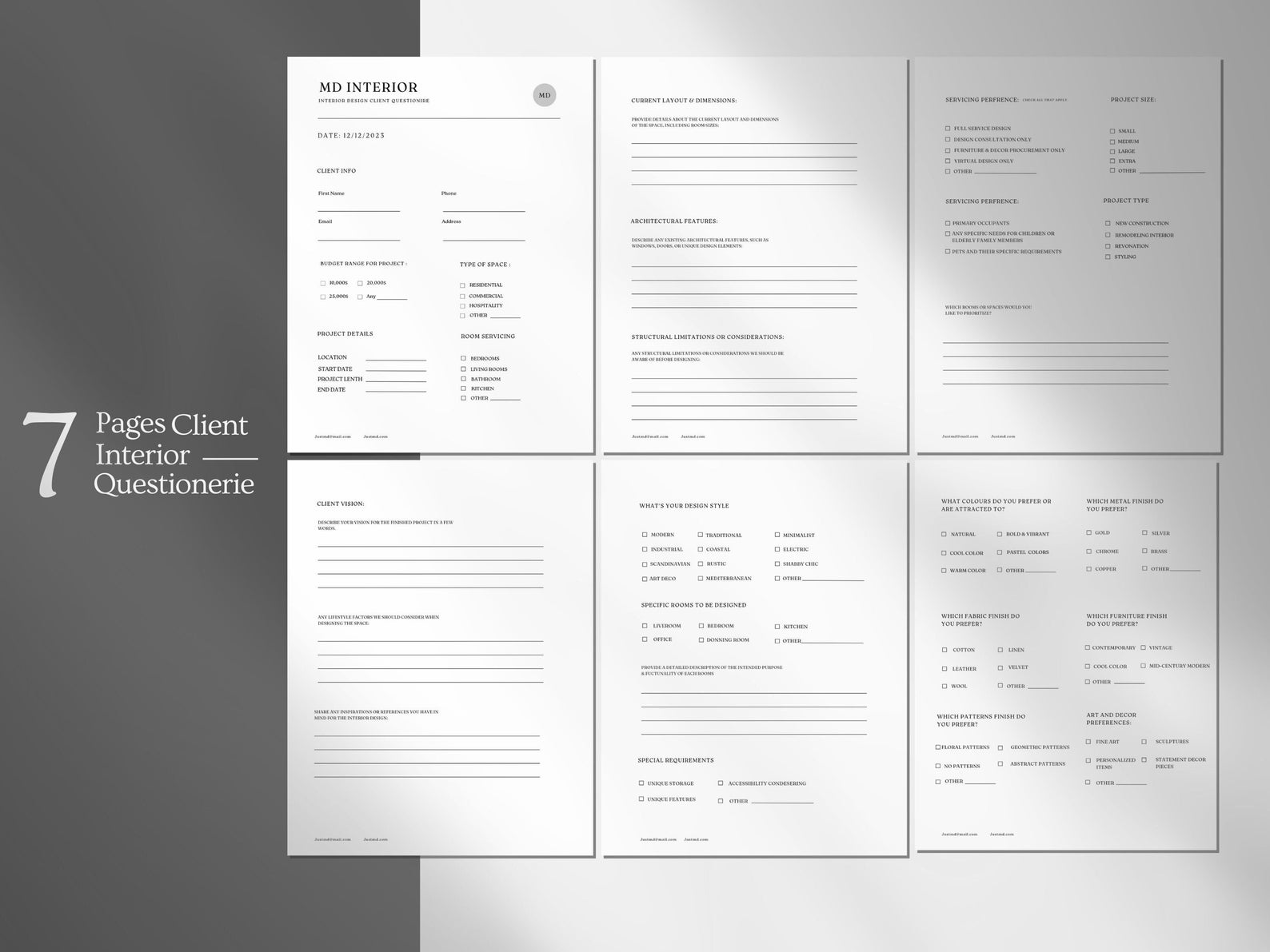 Interior Designer Client Questionnaire Template Interior Design Form ...