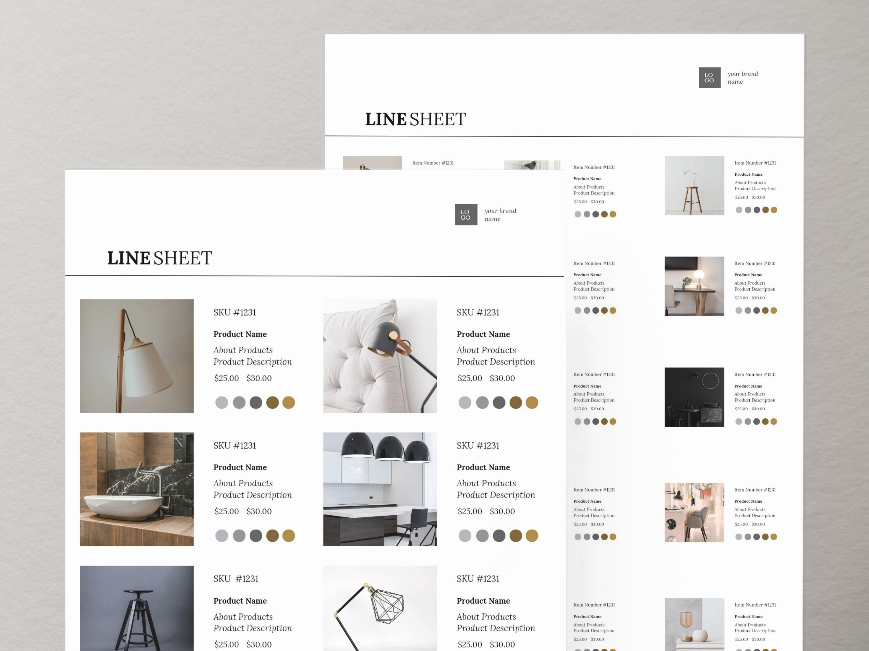 Line Sheet Template Wholesale Minimal Wholesale Catalogue Editable ...