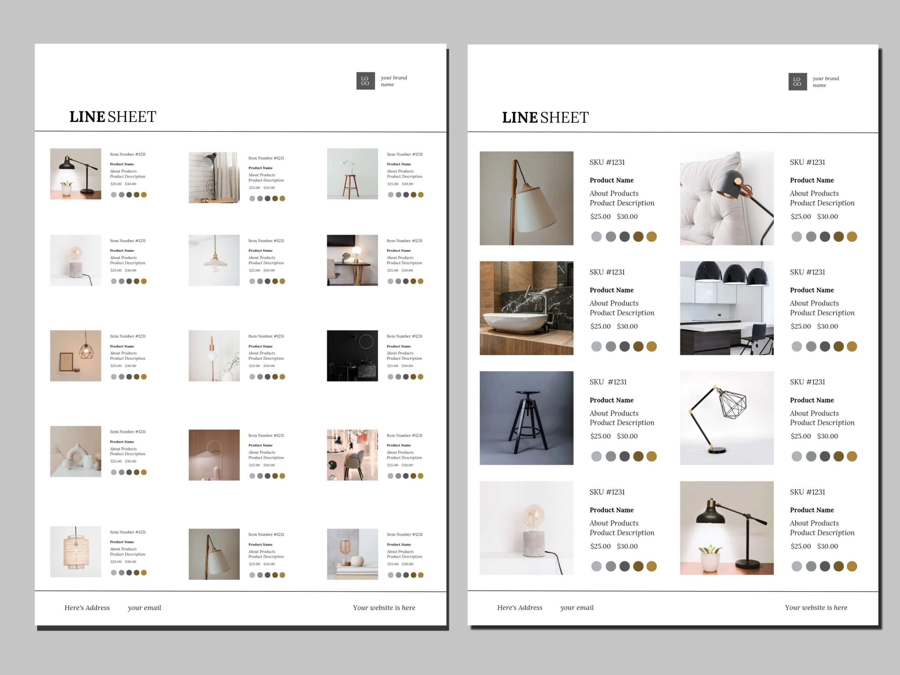 Line Sheet Template Wholesale Minimal Wholesale Catalogue Editable ...