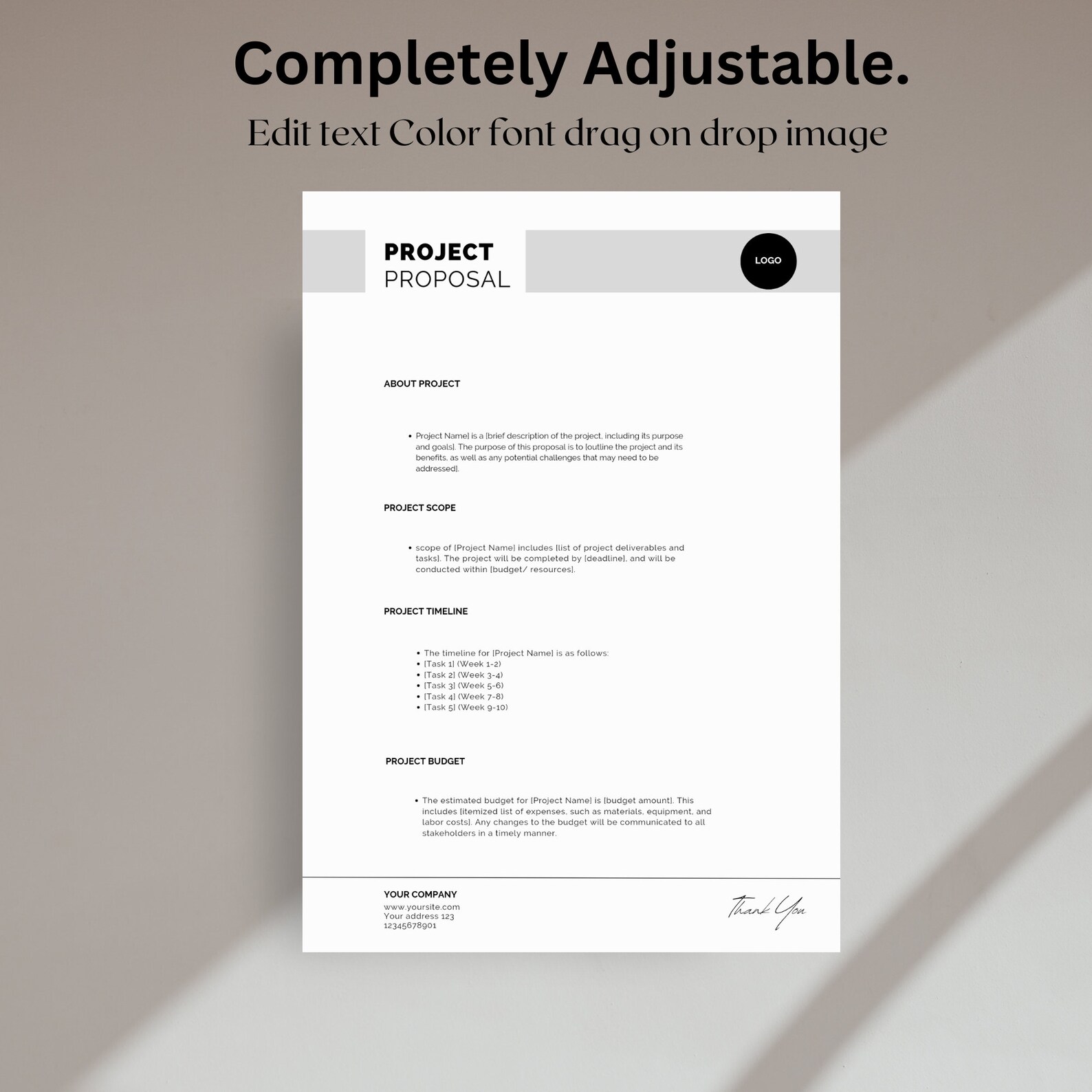 Modern 1 Page Basic Proposal L 1 Page Project Proposal, Canvatemplate ...