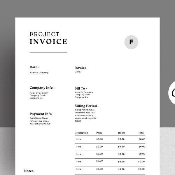 Basic Invoice Template - Etsy