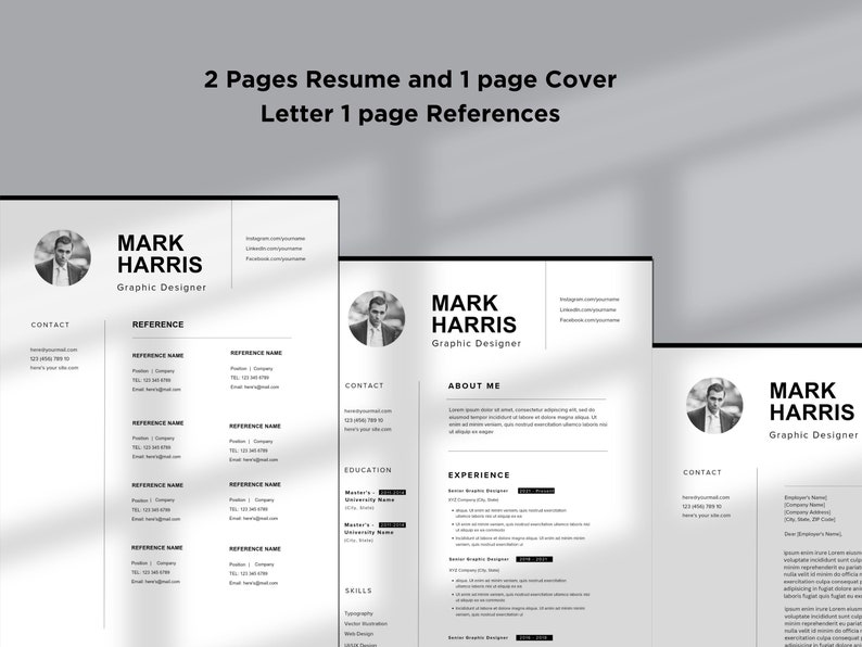 Professional Resume Template Modern 2 Pages, Resume and Cover Letter ...