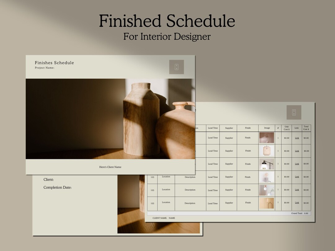 Interior Design Finishes Schedule Canva Template Home Renovation ...