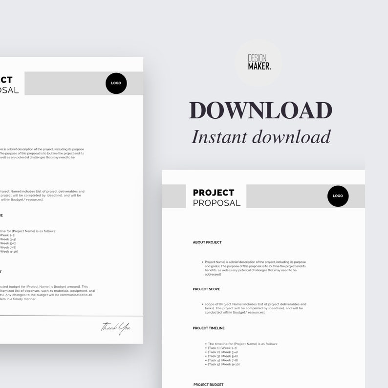Modern 1 Page Basic Proposal L 1 Page Project Proposal, Canvatemplate ...